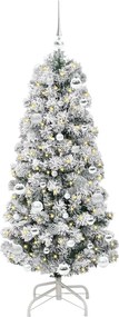 Umělý Skládací Vánoční Strom 150 LED Zelená a bílá 150 cm 3395591