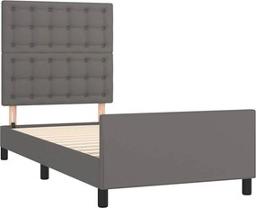 Rám postele s čelem šedý 90x200 cm umělá kůže 3125553