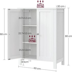 Koupelnová skříňka, botník 60 x 80 x 30 cm, bílá