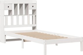 Postel s knihovnou bez matrace bílá 75x190 cm masivní borovice 3321611