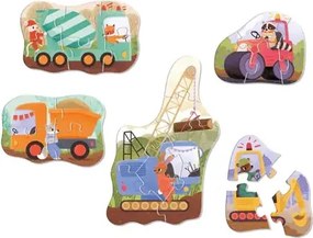 KukiKuk 80060 - Véééliké puzzle Stavební stroje / od 2 let