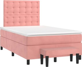 Box spring postel s matrací růžová 120 x 200 cm samet 3138078