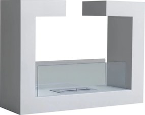 HOMCOM Stolní Bioethanol Krb 2000W z Nerezové Oceli bez Zápachu se Sklem 78 x 25 x 58 cm Bílá | Aosom