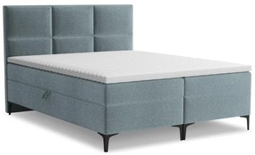 Světle modrá boxspring postel s úložným prostorem 180x200 cm Pakalana – Makamii