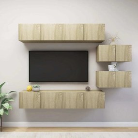 vidaXL 6dílný set TV skříněk kompozitní dřevo [3079356] Barva: bílá s vysokým leskem