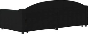 Válenda s přistýlkou a zásuvkami černá 90 x 200 cm textil 3197568