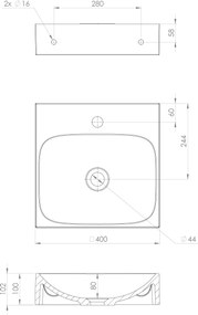Sapho Emona umyvadlo 40 x 40 cm s otvorem pro baterii bez přepadu litý mramor bílá EN040