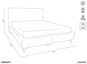 Zelená čalouněná dvoulůžková postel s úložným prostorem s roštem 160x200 cm Makapu – Makamii