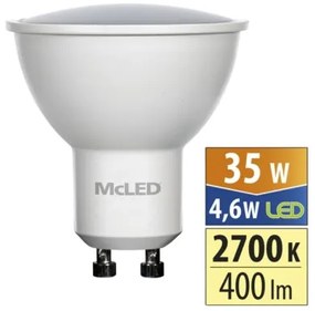 LED žárovka GU10 McLED 4,6W (35W) teplá bílá (2700K), reflektor 100° ML-312.148.87.0