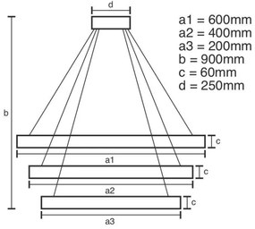 LED Stmívatelný lustr na lanku LED/165W/230V 3000-6500K + dálkové ovládání