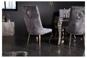 Massive home | 2SET zámecká židle MODERN BAROCCO S RUKOJETÍ šedá samet