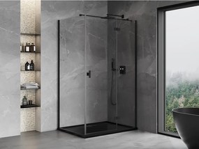 Mexen Mist HT, sprchový kout s výklopnými dveřmi pravý 95 x 120 cm, čiré sklo, černý profil, 8A5T-095-120-70-00-P