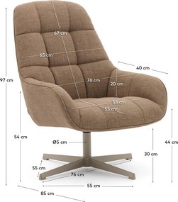 Hnědé otočné křeslo Jaspe – Kave Home