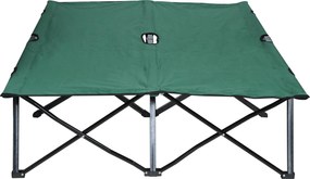 Kempinkové lůžko Outsunny pro 2 osoby s nosností až 136 kg Skládací lůžko s přenosnou taškou Oxford Green Black 193 x 125 x 40 cm pro outdoorová dobr…