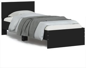 Rám postele s čelem černý 90 x 190 cm kompozitní dřevo - Default Title