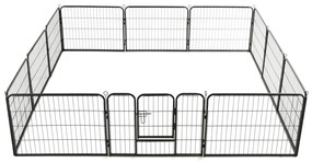 Ohrádka pro psy 12 panelů ocelová 80 x 60 cm černá