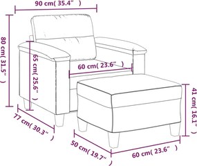 Křeslo s podnožkou černé 60 cm umělá kůže 3201237