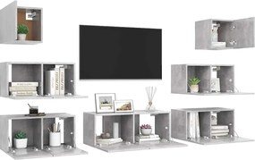 7dílný set TV skříněk betonově šedý kompozitní dřevo 3079132