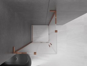 Mexen Velar L Duo, sprchový kout s posuvnými dveřmi 80 x 80 cm, 8mm sklo námraza, růžové zlato, 871-080-080-02-33-60