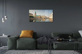 Obraz na skle Německo Hamburg River katedrála 100x50 cm