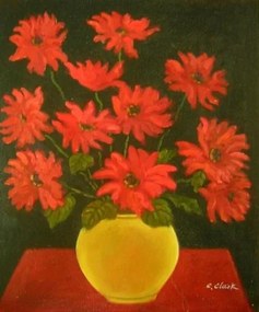 Kytice rudých květů ve váze - 120 x 90 cm