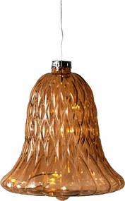 LED skleněný zvonek, hnědý, Ø 9 × 10 cm, 5 diod, IP20 interiér, 1× AAA