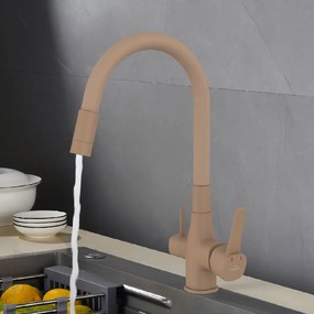 Invena Magic, stojánková dřezová baterie s flexibilním ramenem a filtrem na pitnou vodu, béžová matná, INV-BZ-02-F03-V