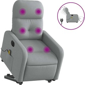 Elektrické zvedací masážní polohovací křeslo světle šedé textil 3206822