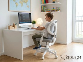 Dětská židle s podnožkou MARCO - šedá síťovina