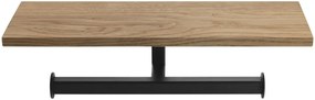 Sapho, SKA dvojitý držák toaletního papíru s poličkou 30x8x10cm, černá matná/dub, SKA425