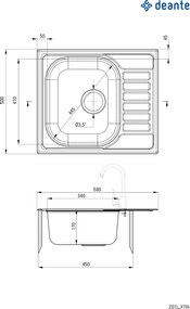 Deante Dřez Soul s odkapávačem, nerez - ZEO 011A