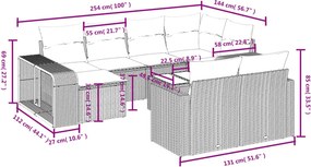 11dílná zahradní sedací souprava s poduškami černá polyratan 3261296
