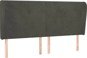 Čelo postele typu ušák tmavě šedé 203x23x118/128 cm samet 3117743