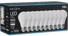 Mexen Nova 10x LED žárovka E27, A60, 9W, Neutrální - 4000K, 945 lm - L100-E27-0940-01x10