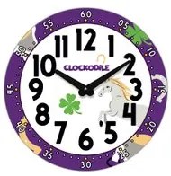 CLOCKODILE Dětské nástěnné hodiny fialové s koněm 25cm CCT0030