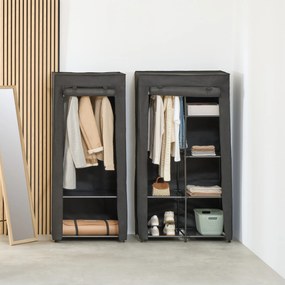 Textilní šatní skříň DRESSY s policí, 88 x 45 x 165 cm - černý
