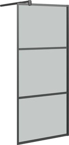 Zástěna do průchozí sprchy s policí černá 80x195 cm ESG/hliník 3185454