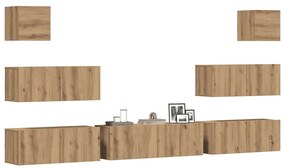 Sada 7 kusů nástěnné TV skříňka dub artisan kompozitní dřevo 3329020