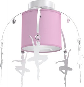 Dětské stropní svítidlo Baletnica white, 1x růžové textilní stínítko, w