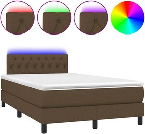 Box spring postel s matrací a LED tmavě hnědá 120x200 cm textil 3133384