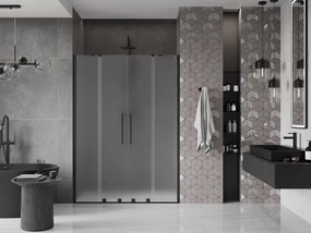 Mexen Velar Duo, posuvné sprchové dveře do otvoru 150 cm, 8mm sklo námraza, černá matná, 871-150-000-32-70