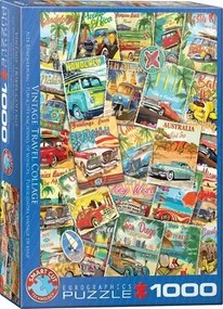 EUROGRAPHICS Puzzle Retro cestovatelská koláž / 1000 dílků / 48 x 68 c