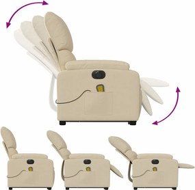 Elektrické zvedací masážní polohovací křeslo krémové textil 3204869