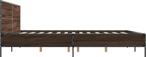 Rám postele hnědý dub 200 x 200 cm kompozitní dřevo a kov 3280021
