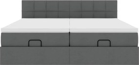 Osmanský rám postele s matrací tmavě šedá 160x200cm textil 3311988