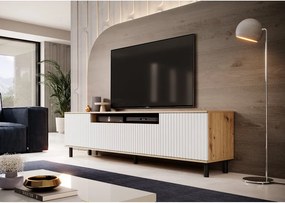Eka Televizní skříňka GANA na kovových nožkách 200 cm, Dub Artisan/Bílá