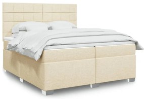 Box spring postel s matrací krémová 200x200 cm textil 3292900