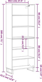 vidaXL Skříň 69,5 x 32,5 x 180 cm kompozitní dřevo [3189597] Barva: Betonová šedá