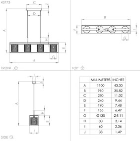 Eglo 43773 - Lustr na lanku CATTERICK 4xE27/40W/230V