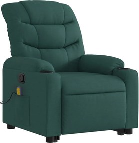 Zvedací masážní polohovací křeslo tmavě zelené textil 3206660